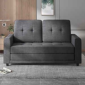 ADOWORE Convertible Sleeper Sofa Bed, 2-in-1 Pull Out Couch Bed with Cushions, Upholstered Floor Folding Sofa Bed, Futon Loveseat Gaming Sofa Bed for Living Room, Apartment, Office