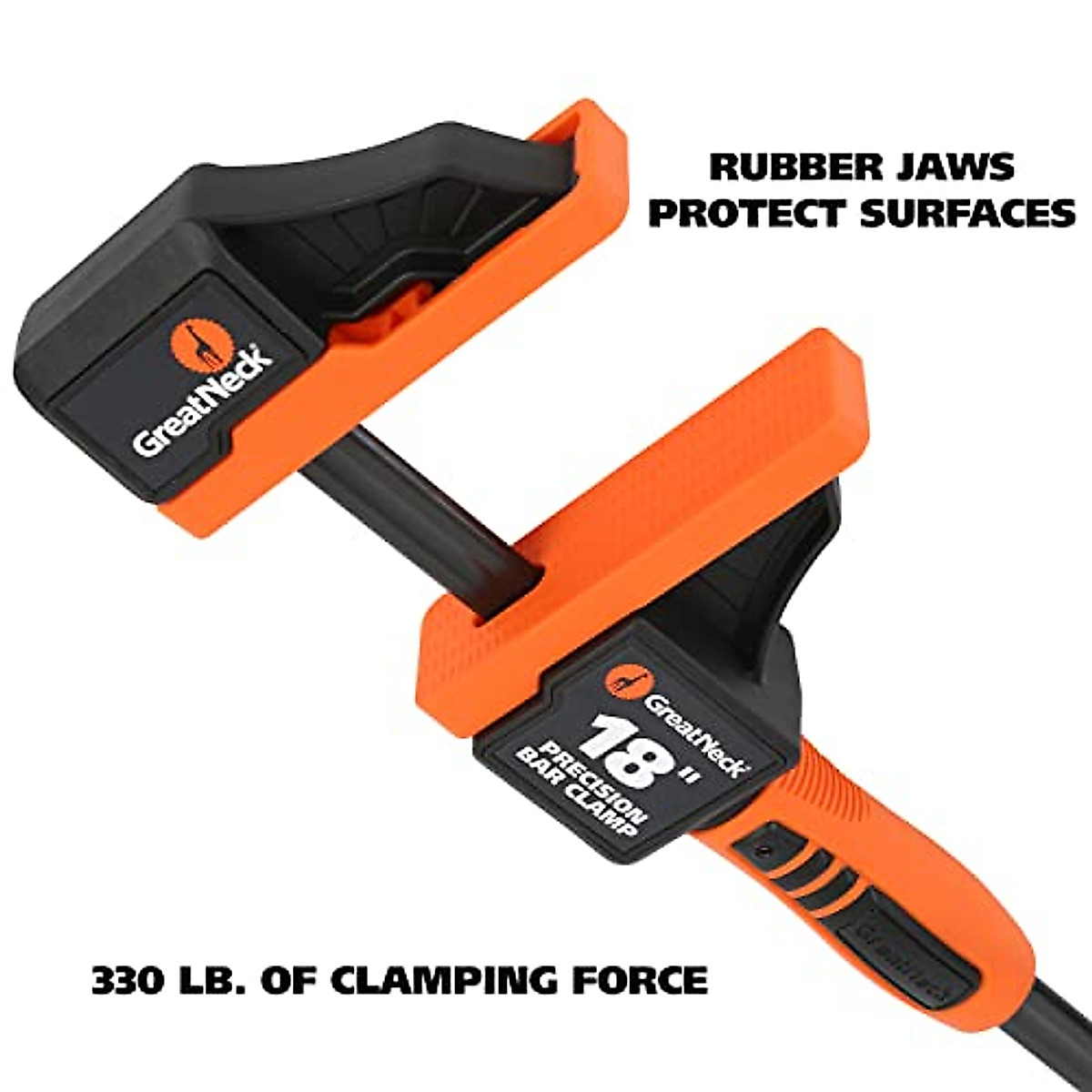 GreatNeck 74292 18 Inch Precision Bar Clamps, Sliding Bar Clamp, Carpenter Clamp, Wood Clamps for Woodworking, Twist Locking Mechanism, 2 Pack