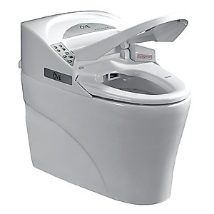 Ove Decors 735H Bidet Toilet Elongated One Piece Modern Desing, Automatic Flushing, Heated Seat with Integrated Multi Function Remote Control, White, 31.3 x 16.8 x 23.8 inches