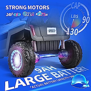 Joywhale 24V 2 Seater Kids Ride on UTV Car Powerful Electric Vehicle, with 4x75W Strong Motors, Big Battery, Easy-Drag System, 2.4G Remote Control, Soft Braking & Suspension, 2023 New Model, BW-U20