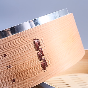 Dasoguy Deepen 10.2 Inch Handmade Wood Steamer with Stainless Steel Rings, 2 Tiers Steam Basket for Dumpling Dim Sum Bun Rice Chinese Food, Present 2 Cotton Liners