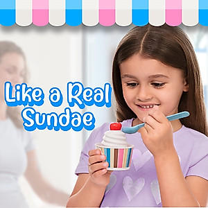 Ice Cream Counter Playset for Kids, Pretend Play (28 pcs) Best Gift for 3 4 5 6 Year Old Girl or Boy, Play Food Scoop and Serve, Toddler Toy