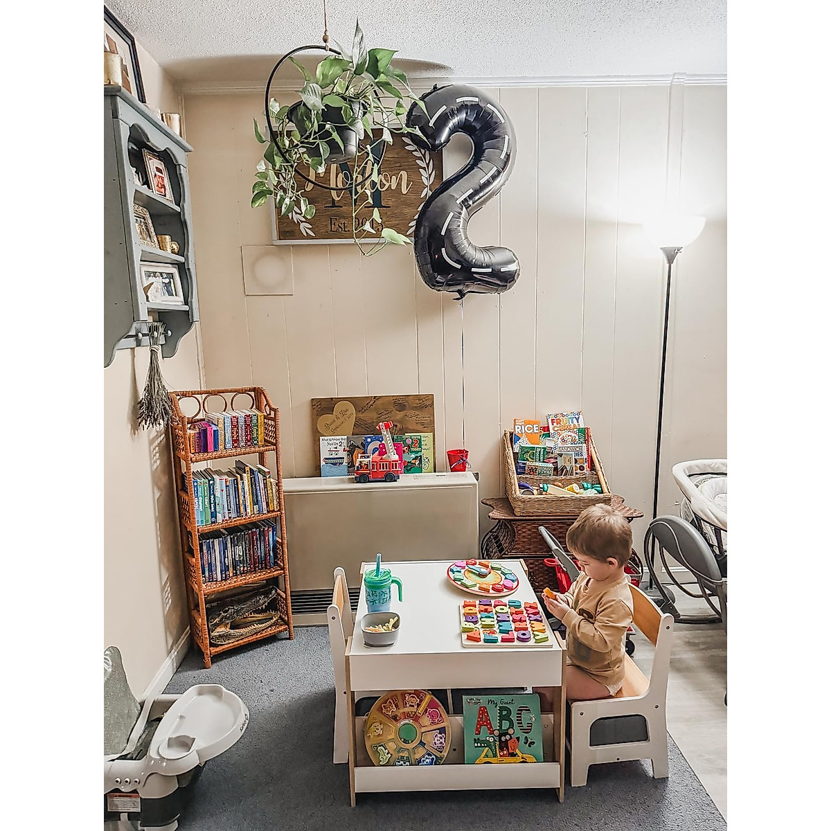 Asweets Kids Table and Chair Set,4 in 1 Toddler Desk with Storage Drawer,Wooden Activity Table for 2 in 1 Detachable Tabletop,Bookshelve,Suitable for Classroom,Home, Nursery, Playroom (Natural White)