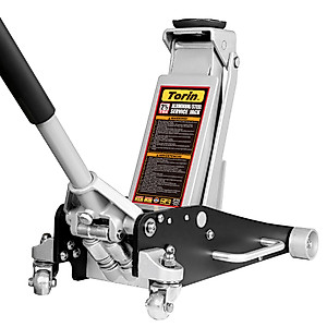 Torin T84025B Hydraulic Low Profile Aluminum and Steel Racing Floor Jack with Dual Piston Quick Lift Pump, 2.5 Ton (5,000 lb) Capacity, Black