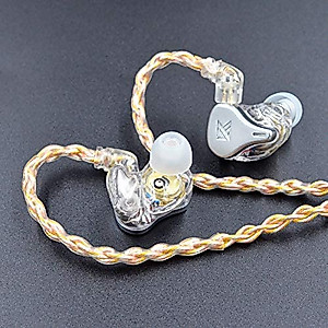 erjigo KZ Gold Silver Mixed Braiding Upgrade Cable 2 pin 0.75mm Replacement Earbuds Audio Cable Compatile with (C Pin (KZ-ZSN/ZSN PRO/ZS10 PRO))