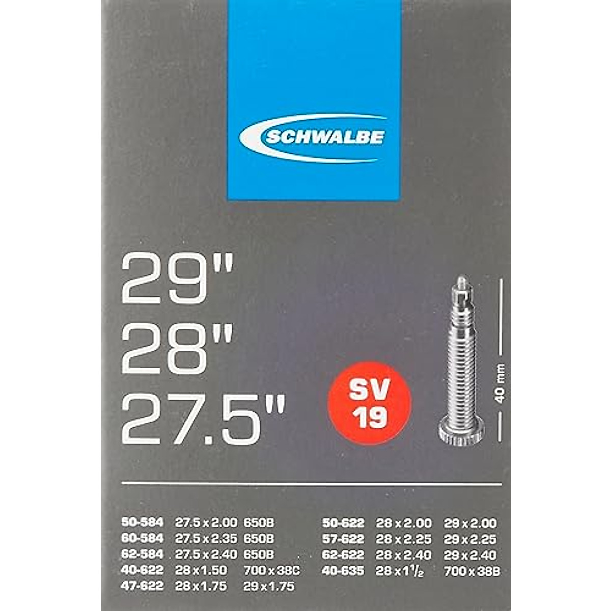 SCHWALBE Bicycle Tube with 40mm Presta Valve, 27.5 x 1.5-2.5-Inch, Black (10430343)