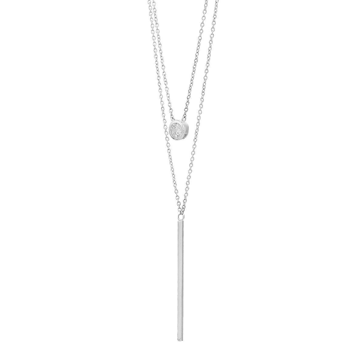 Silpada 'London Decker' Cubic Zirconia Layered Pendant Necklace in Sterling Silver, 17" + 2"