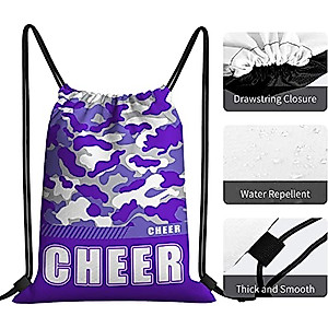 Givotin Drawstring Backpack Waterproof Gym Drawstring Bags Sports String Bag Camo Sackpack-Purple Cheer Drawstring Bag