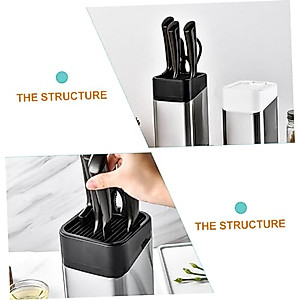 PRETYZOOM Knife Storage Rack Holder Rack Kitchen Supplies Cutlery Display Stand Steel Block Scissor Organizer Shelf Cutlery Block Container Cutter Storage Holder Drawer Black Stainless Steel