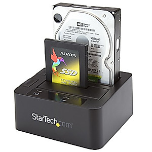 StarTech.com Dual-Bay USB 3.0 / eSATA to SATA Hard Drive Docking Station, External 2.5/3.5" SATA I/II/III, SSD/HDD Docking Station, Hot-Swap Hard Drive Bays, Top-Loading (SDOCK2U33EB),Black