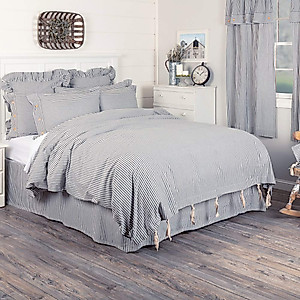 Piper Classics Farmhouse Ticking Stripe Blue Queen Duvet Cover, 100% Cotton