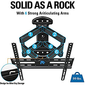 Mounting Dream TV Mount Bracket Full Motion TV Wall Mounts for 26-55 Inch LED LCD Plasma Flat Screen TV, Wall Mount with Swivel Articulating Dual Arms TV Bracket up to VESA 400x400mm 99 LBS MD2379