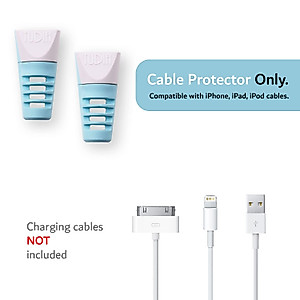 TUDIA [Klip] Snap On Charging Cable Cord Saver Protector Compatible with iPhone, iPad, iPod - Blue