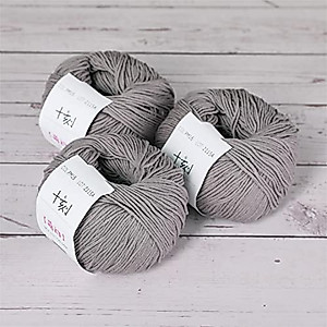 SHIKE Sprout,100% Long-Staple Cotton Yarn,3 Skeins Soft Baby Fingering Weight for Crochet&Knitting Yarn,Per Skein 50g/162yards (Phantom Grey)