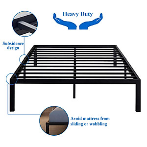 VECELO 14 Inch Metal Platform Bed Frame,Heavy Duty Steel Slat/Noise Free&No Box Spring Needed/Easy Assembly Mattress Foundation, Full Size