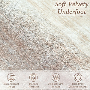 3x5 Area Rugs for Living Room:Washable Rug Modern Abstract Rug-Non Slip Rug Door Mat for Bedroom Kitchen Under Dining Table Nursery Bathroom Entryway Home Office Rugs - Brown