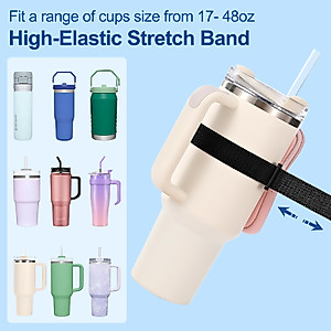 YINCL [2 Pcs] Water Bottle Pouch For Stanley - Gym Running Water Bottle Pouch for Stanley Cup 40oz Accessories Quencher Adventure & IceFlow 20/30oz with Pocket for Cards, Keys, Wallet, Earphone