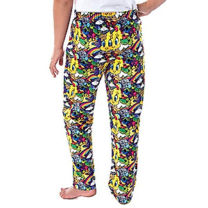Looney Tunes Girls Tweety Bird Vivid Color Pattern Velvety Soft Sleep Lounge Pajama Pants (MD, 7/8) Multi
