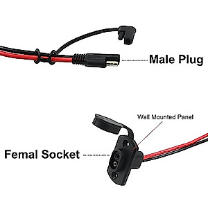 Kyuionty 2 Pack SAE Connector Power Socket Sidewall Port, 12AWG Solar Panel Flush Mount SAE Plug Adapter, Weatherproof SAE Quick Connector for Solar Generator Battery Charger