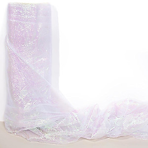 Anderson's White Iridescent Organza Fabric Roll, 48 Inches x 20 Yards, Sheer Fabric for Wedding Decorations, Baby Shower, Gender Reveal, Prom, Homecoming, Photo Backdrops, Arch Draping