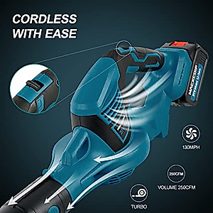 Cordless Leaf Blower - 21V 600W 250CFM 130MPH Electrical Handheld Blower with 2 Batteries & Charger, Battery Powered Leaf Blower Lightweight for Leaf, Snow, Dust Blowing