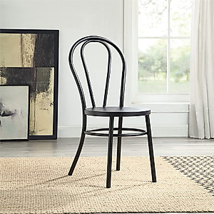 OSP Home Furnishings Odessa Cafe Bistro Metal Dining Chair 2-Pack, Matte Black Finish