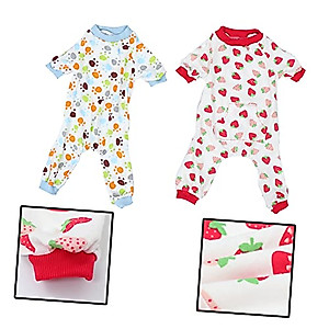 LIFKICH 2pcs Lovely Pet Night Nightdress Dogs XL Clothes Pajamas Jammies Bodysuits Rompers Shirts Sleepwear Puppy Coat Wear Comfortable Nightclothes Jumsuit Costume Paw Printed Household