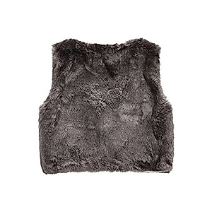 LJYH Baby Girls Dark Gray Faux Fur Vest Children Spring Autumn Fox Outerwear jackets 12-18M