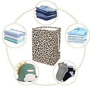AISSO Large Laundry Hamper Basket Waterproof Dirty Cloth Storage Bins with Handle for Bedroom Laundry Room Bathroom Cheetah Leopard Skin Print