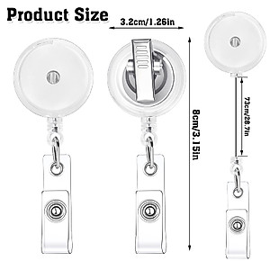 30 Pieces Badge Reels Retractable with Swivel Alligator Clip, Badge Holder Badge Reel Clips(Translucent Clear)