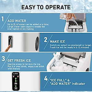 Himimi Ice Maker Machine for Countertop, Summer Chill on Ice, 9 ice Cubes in 6-8 Minutes, 26 Pounds in 24 Hours, Portable Electric Ice Cube Makers Counter Top Decent Snowy White with Scoop and Basket