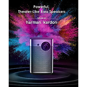 XGIMI Halo True 1080p Portable Projector for Outdoor Movie Night, 800 ANSI Lumen, Harman Kardon Speakers, WiFi Bluetooth, Auto Focus, Auto Keystone Correction, Android TV 9.0