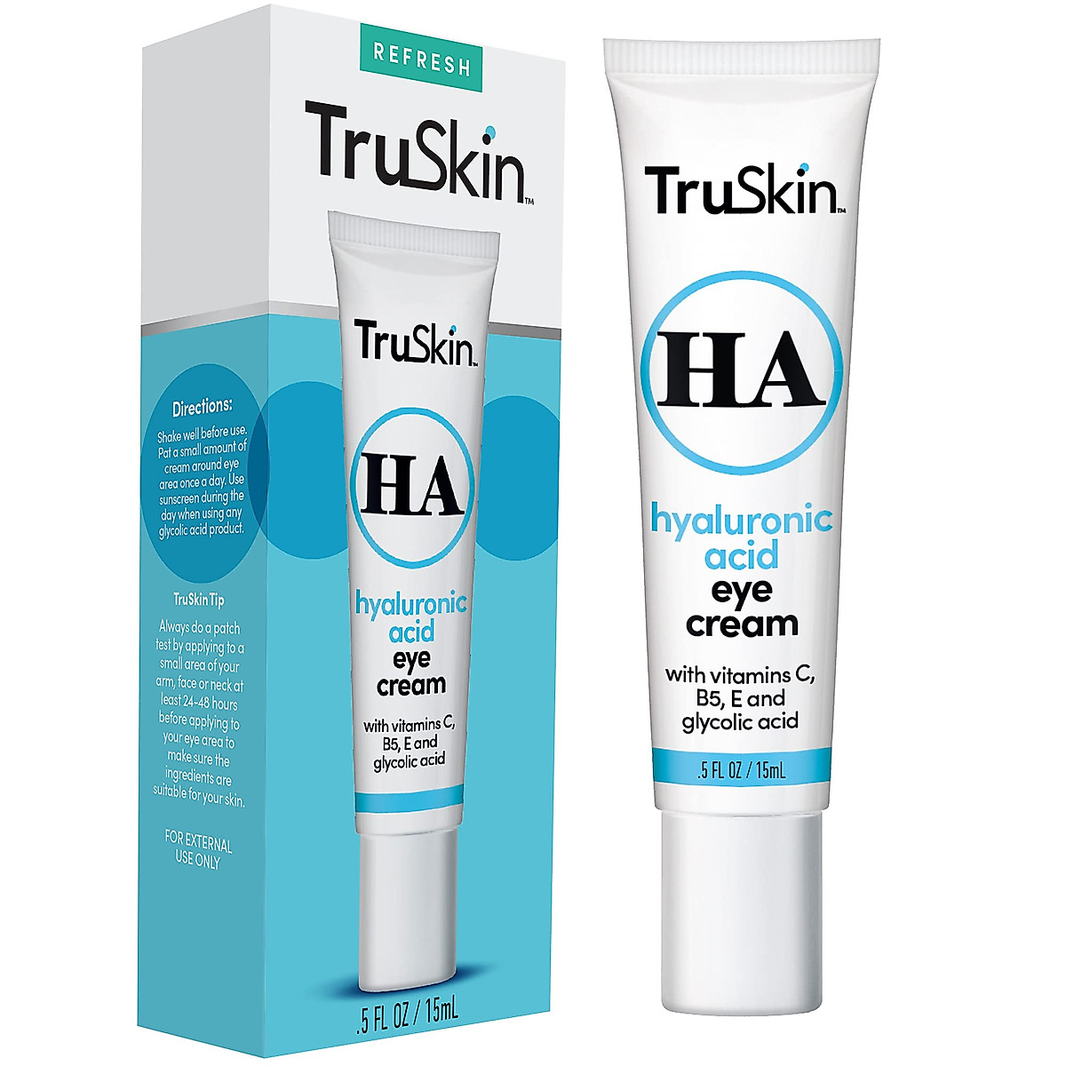 TruSkin Eye Cream for Dark Circles and Puffiness - With Hyaluronic Acid, Glycolic Acid, Vitamins C, B5 & E to Hydrate Delicate Under Eye Skin - Dark Circles Under Eye Cream for Women, 0.5 fl oz