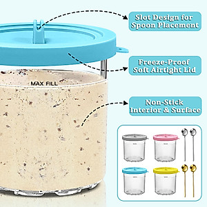 Ice Cream Pint Containers for Ninja Creami Pints and Lids-2 Pack & 4 Pack, 16oz Creamy Storage Containers Compatible with NC301 NC300 NC299AMZ Series Ice Cream Maker, BPA-Free, Dishwasher Safe