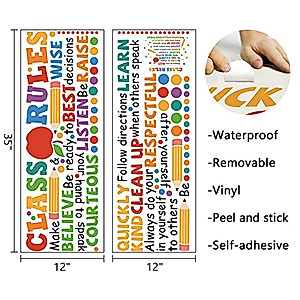 Mfault Classroom Rules Inspirational Quote Wall Decals Stickers, Motivational Sayings Kids Nursery Decoration Bedroom Art, Baby Boys Girls Toddlers Daycare School Educational Decor