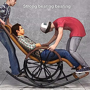 JHKZUDG PE Rattan Rocking Chairs,Zero Gravity Patio Chaise, All-Weather Wicker Rocker Chair with Steel Frame, Smooth Rocking Swing Glider Chair, for Porch Backyard Poolside,Green