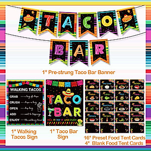 Taco Bar Decoration Kit, Mexican Fiesta Party Decorations Taco Bar Banner Sign Tent Garland for Cinco De Mayo Fiesta Mexican Theme Party Bachelorette Bridal Shower Wedding Birthday Taco Party Supplies