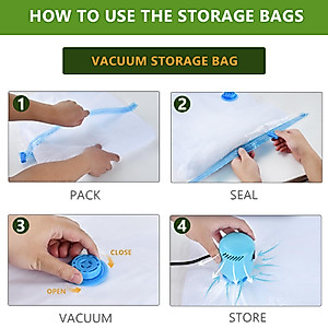 BAMCOO Vacuum Storage Bags with Electric Pump, 8 Pack (4 Jumbo 4 Large Vacuum Seal Bags for Clothing) Storage Bags Vacuum Sealed Bags for Travel, Luggage, Bedding, Blankets
