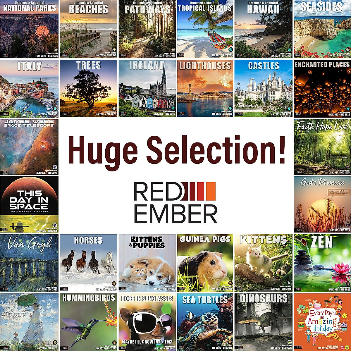 RED EMBER Brilliant Seasons 2023 Hangable Monthly Wall Calendar | 12" x 24" Open | Thick & Sturdy Paper | Giftable | Simply Stunning