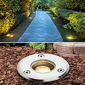 EAGLOD Low Voltage Landscape Lights with Connectors 1W LED Well Lights,12V-24V In-Ground Lights IP67 Waterproof 3000K Soft Warm White 100 Lumen for Landscape Up Lighting Garden Plant,Driveway(12Pack)