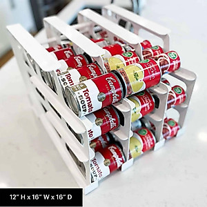 FIFO Countertop Can Tracker Hold Up To 54 Standard 10 to 15 Oz Can Sizes, White Stackable & Adjustable Can Organizer for Pantry | Rotating Canned Food and Soda Storage Kitchen Organizer (2 Pack)