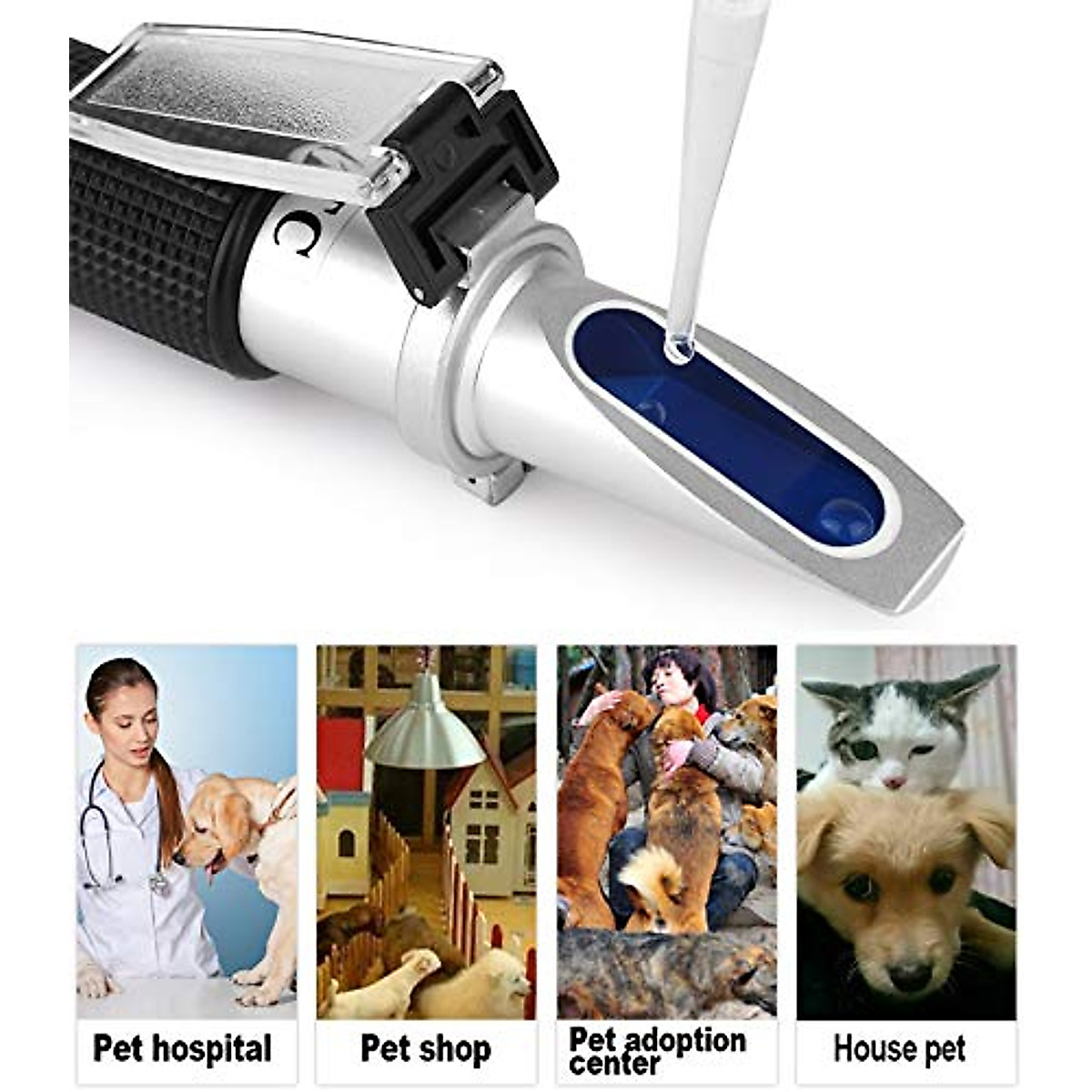 Pet Dog Cat Refractometer Pet Urine Specific Gravity Refractometer Serum Plasma Protein: 2~14g/dl, Clinical Animal Refractometer Hydrometers Urine Tester 1.000-1.060SG for Veterinary Cat Dog Pets