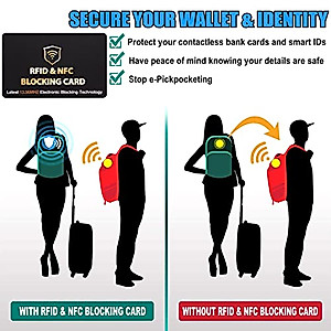 SAITECH IT 5 Pack RFID Blocking Card, One Card Protects Entire Wallet Purse, NFC Contactless Bank Debit Credit Card Protector ID ATM Guard Card Blocker–(Black)