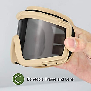 Xaegistac Airsoft Goggles, Tactical Safety Goggles Anti Fog Military Eyewear with 3 Interchangable Lens for Paintball Riding Shooting Hunting Cycling (Khaki)