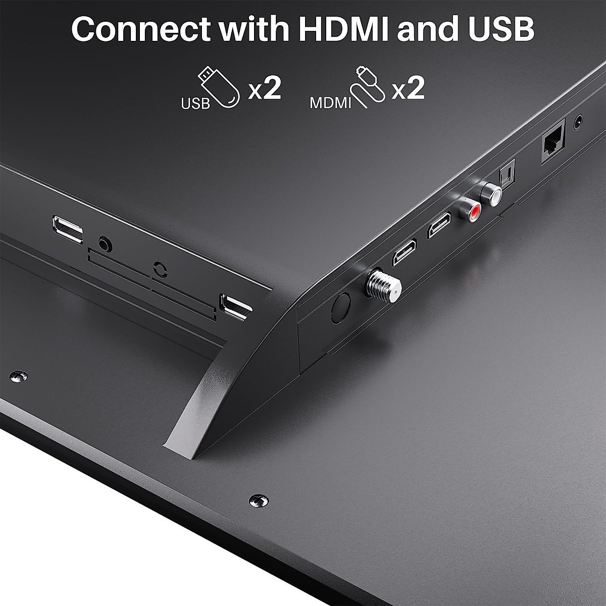 SYLVOX Smart RV TV, 22 inch TV with DVD Player Built-in, 12 Volt TV for RV Camper 1080P FHD, Android Smart Free Download APPs, Support WiFi Bluetooth, 2 HDMI & 2 USB, AC/DC Powered, Frameless Design