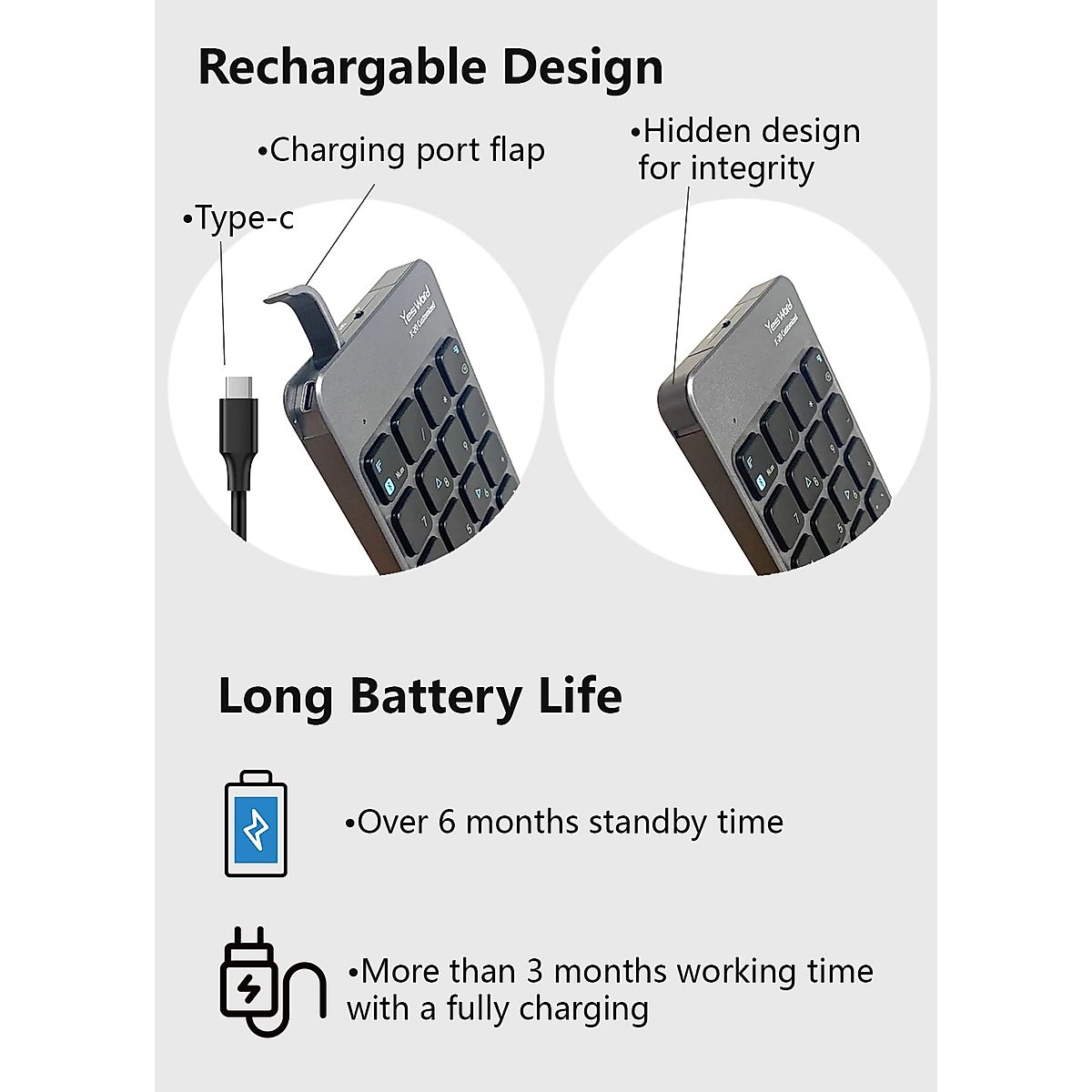 YESWORD X-20, Wireless Customizable Keyboard for Digital Drawing, Graphic Design, Photo Editing, Gaming, Office Work. Compatible with iPad/iOS/Mac/Android/PC