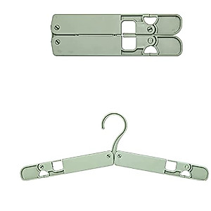 Foldable Travel Hanger Pants Hangers Lightweight and Durable Non-deformable Plastic Cloths Hanger Fits All Clothes and Socks Towel Can Be Folded Down for Easy Storage (Green)