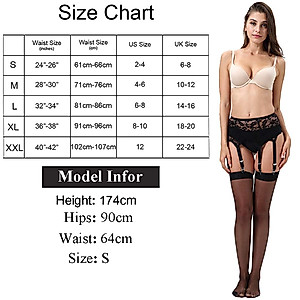 Lace Garter Belt/Suspender Belt with Six Straps Metal Clip for Women's Stockings/Lingerie (Garter Belt Sold Only) (Medium, Black_lace)