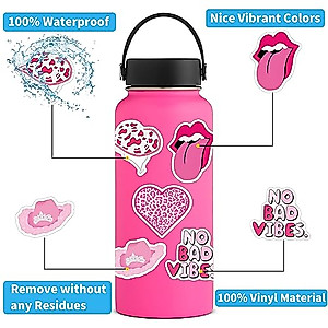 UBOFUGS 110PCS Preppy Vinyl Sticker Party Supplies Vinyl Waterproof Sticker Aesthetic Stickers Decor Pink Party Mobile Phone Stickers for Laptop Water Bottle