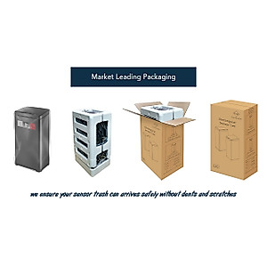 CozyBlock Automatic Trash Can for Kitchen, Black Steel Touchless Motion Sensor Bin, Wide Opening Soft Close Lid, LED Countdown Timer (13 Gallon)